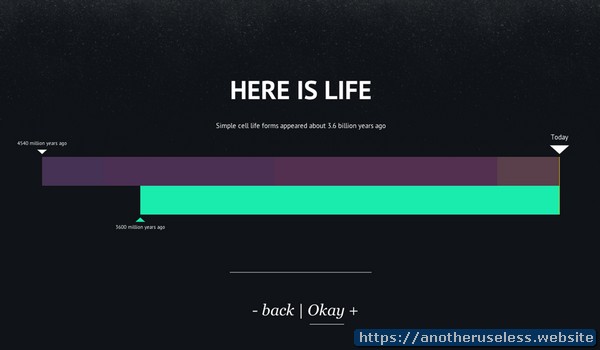 HereIsToday - An interactive site illustrating the scale of time on Earth